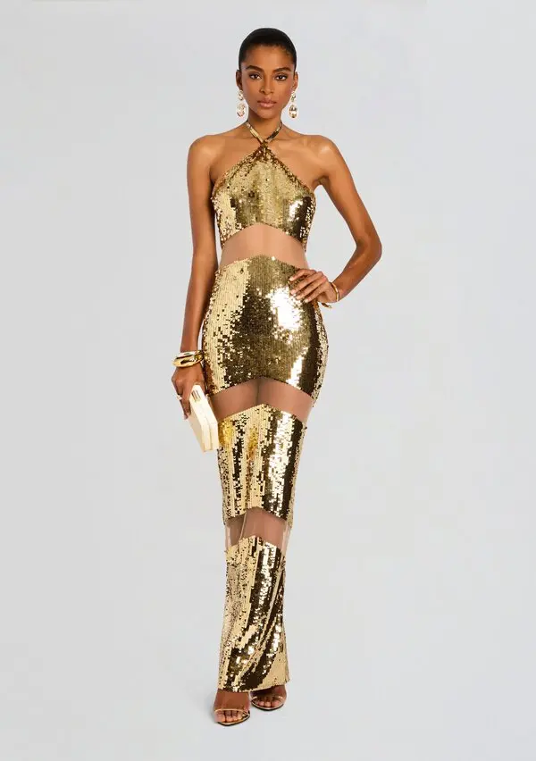 Retrofete Kaeli Gown - Gold/nude