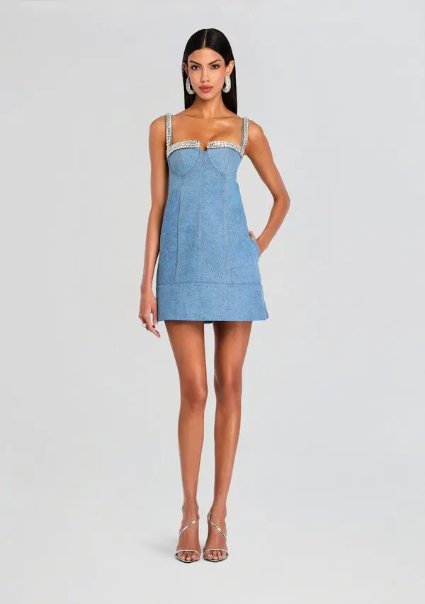 Retrofete Elin Denim Shift Dress - Crystal