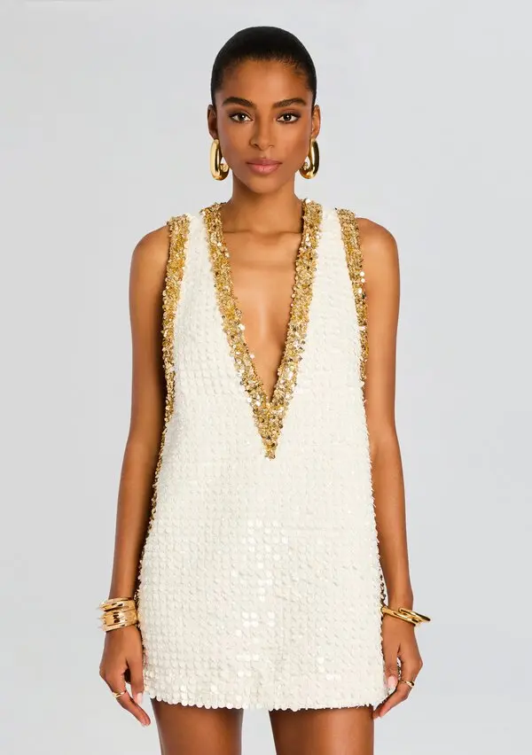 Retrofete Simmie Mini Dress - White/gold