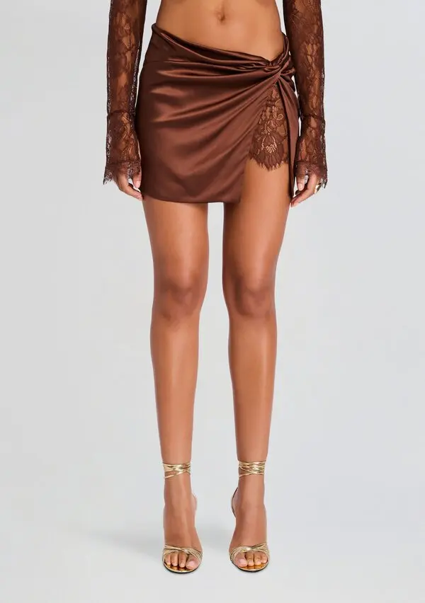Retrofete Reeve Silk Skirt - Espresso