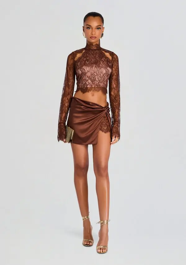 Retrofete Reeve Silk Skirt - Espresso