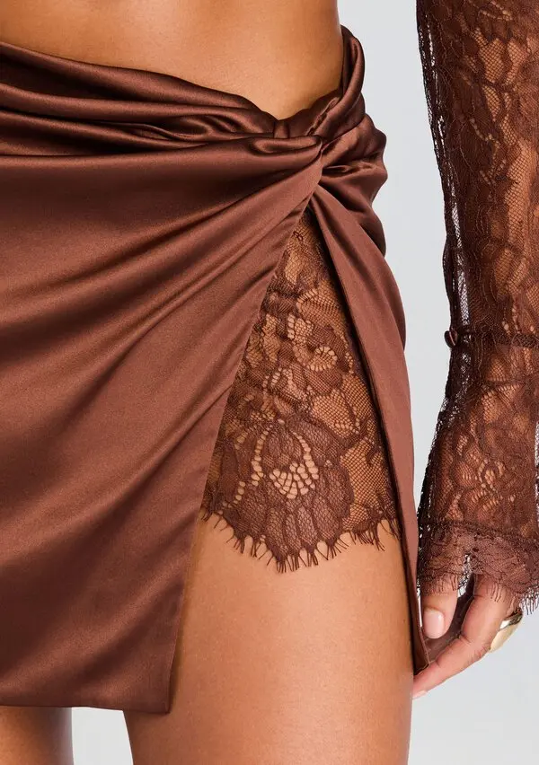 Retrofete Reeve Silk Skirt - Espresso