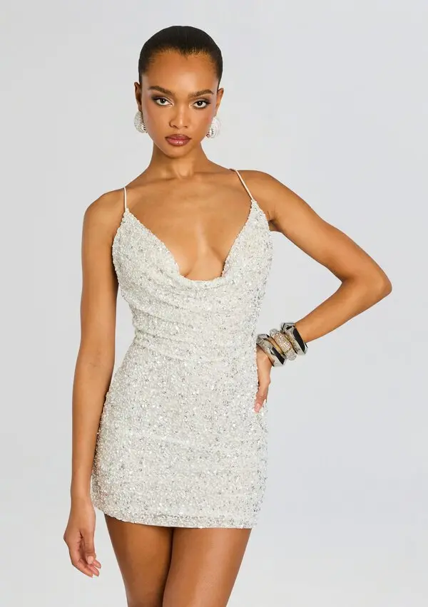 Retrofete Mich Sequin Mini Dress - White