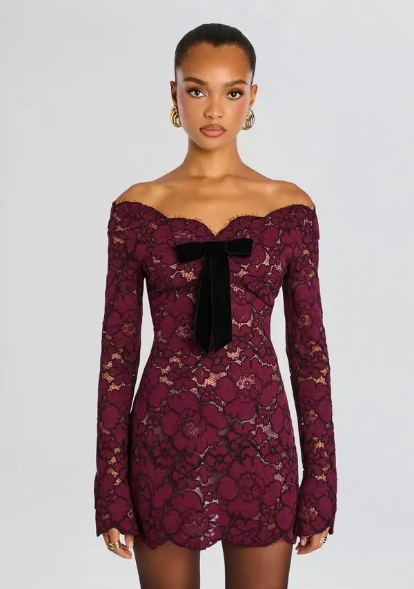 Retrofete Perditia Lace Dress - Port
