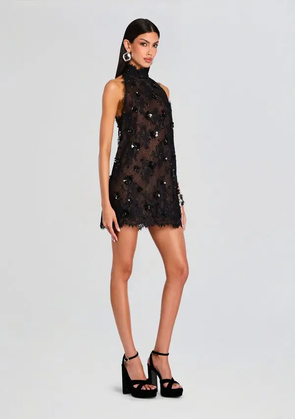 Retrofete Banks Embellished Lace Mini Dress
