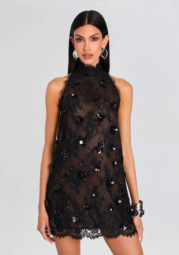 Retrofete Banks Embellished Lace Mini Dress