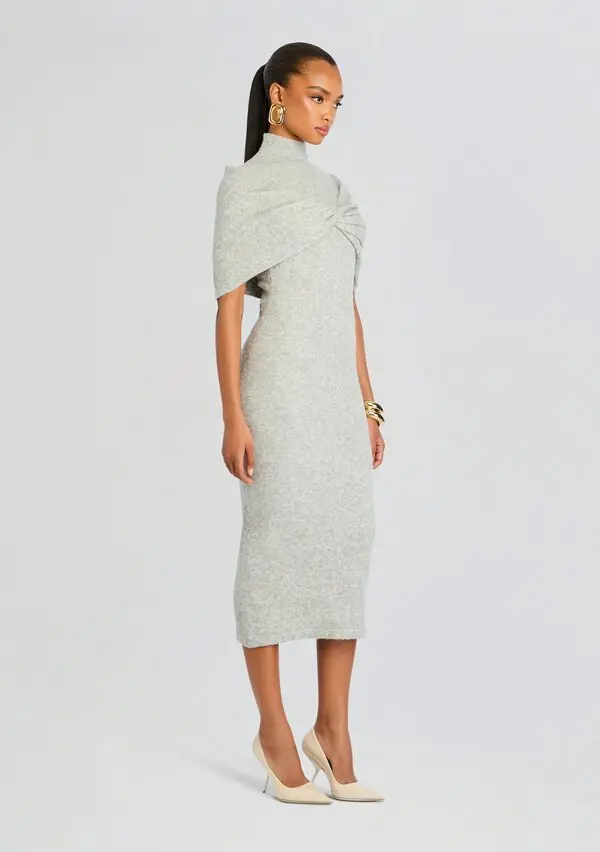 light grey midi dress Light Grey Satin Sleeveless Tie-Back Maternity Midi Dress