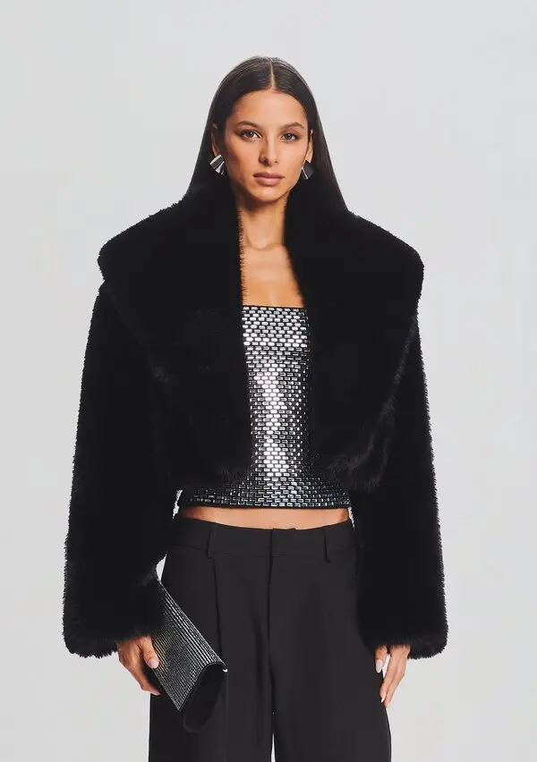 Retrofete Cadence Faux Fur Coat - Black
