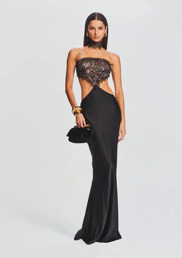 Retrofete Lucie Gown With Open Back - Black