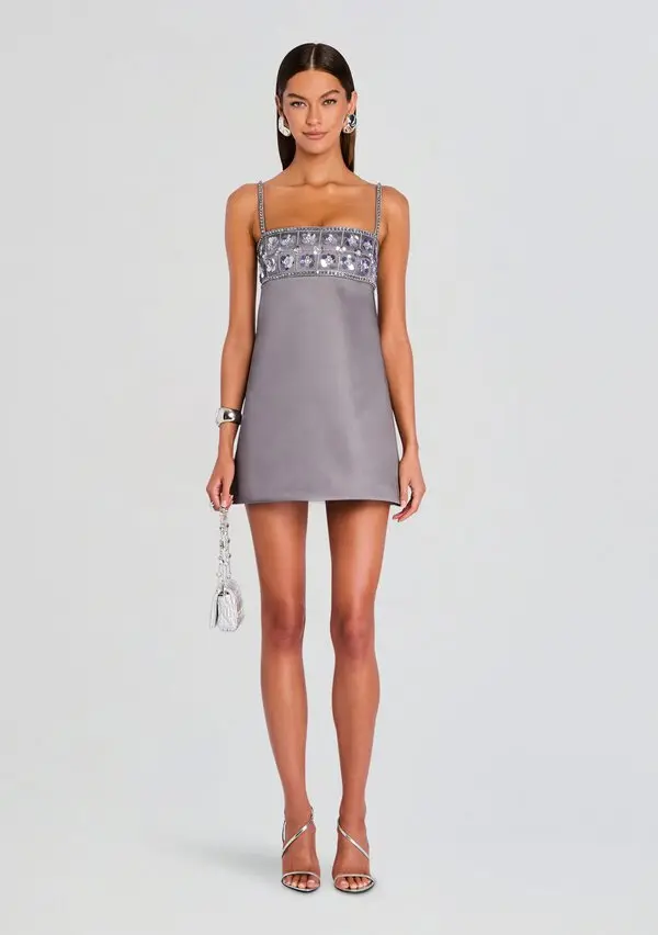 Retrofete Lark Embroidered Mini Dress - Dusk/silver