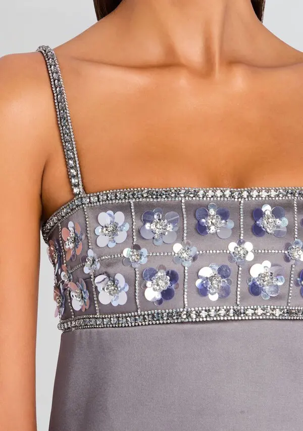 Retrofete Lark Embroidered Mini Dress - Dusk/silver