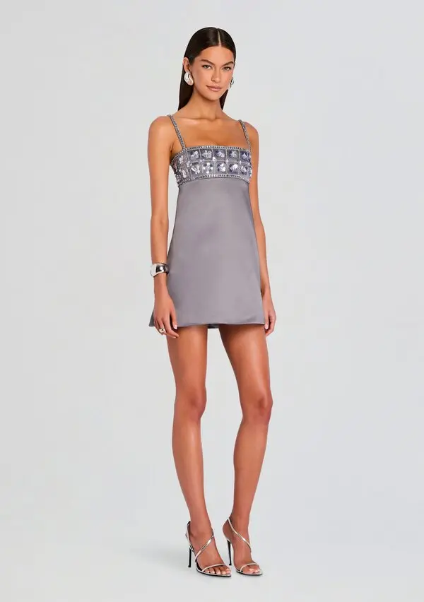 Retrofete Lark Embroidered Mini Dress - Dusk/silver