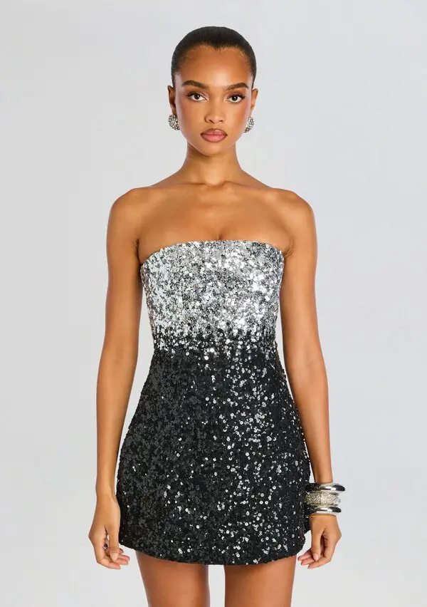 Retrofete Kameron Embellished Mini Dress - Black/silver