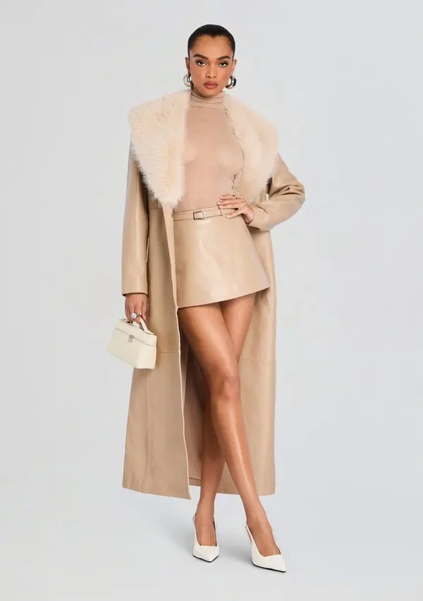 Retrofete Kieran Lambskin Trench Coat - Latte