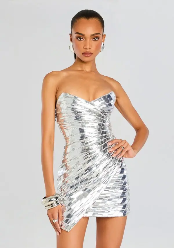 Retrofete Aura Mini Dress - Silver