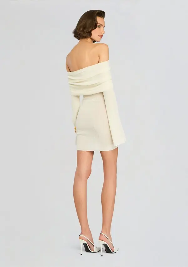 galli rib knit mini dress Seroya In Eggshell - 76% Off Christmas dresses