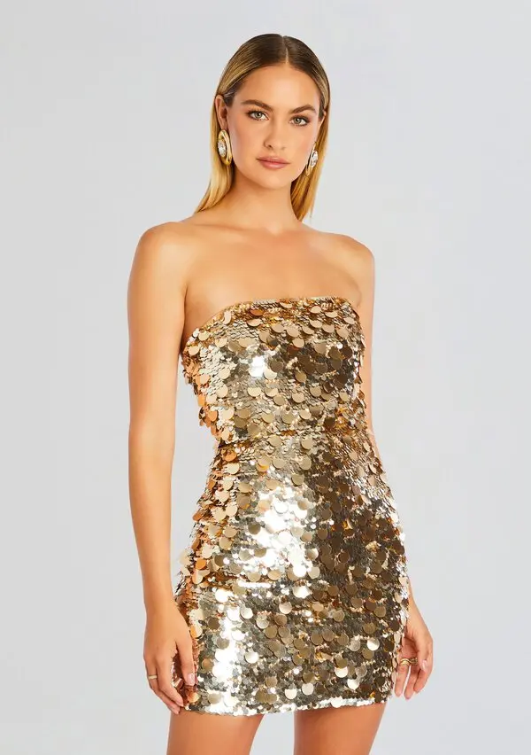 Retrofete Nolia Sequin Embellished Mini Dress - Champagne Dust