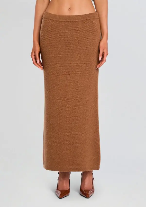 SEROYA Hazel Knit Maxi Skirt - Camel