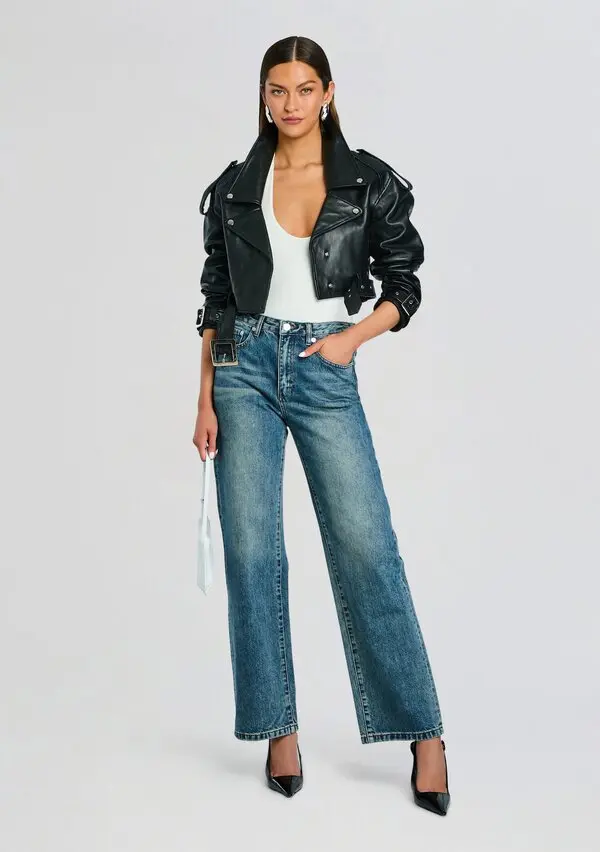 Retrofete Victoria Leather Moto Jacket - Black