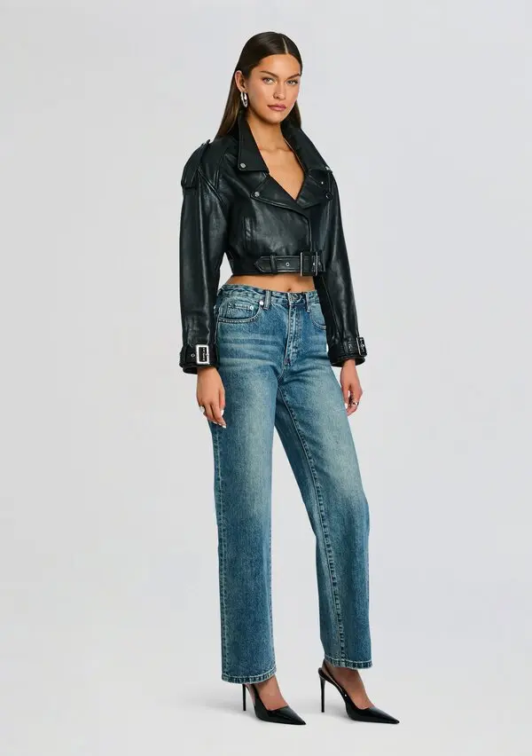 Retrofete Victoria Leather Moto Jacket - Black