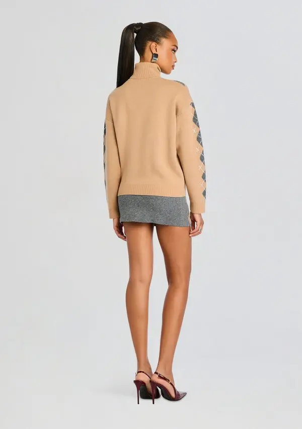 Retrofete Cecilie Embellished Knit Mini Skirt - Dusk/latte