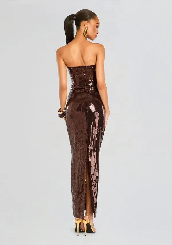 Retrofete Ember Sequin Maxi Dress - Dark Chocolate