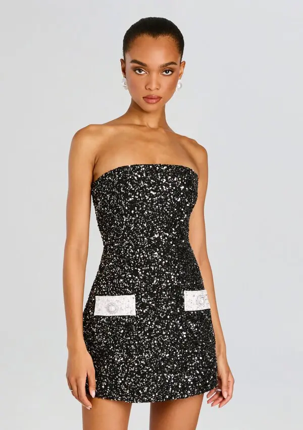 Retrofete Merit Sequin Strapless Dress