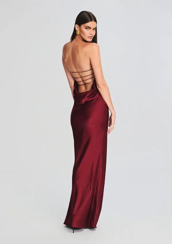 Retrofete Keaton Silk Gown - Cabernet
