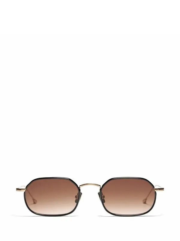 PETER AND MAY Rectangular Sunglasses - Black & Gold / Fade Brown