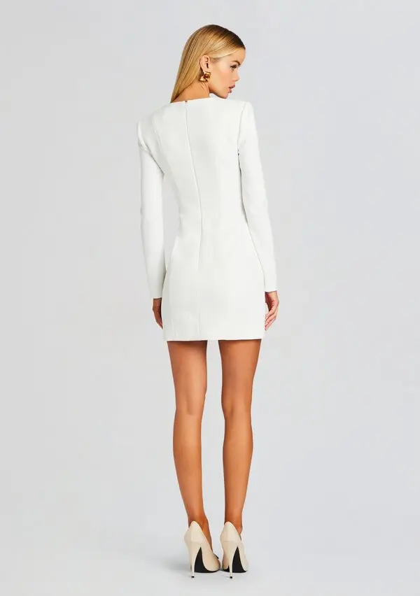 fitted lace wedding dress Rihoas Contrasting Long Sleeve Sweater Mini Dress For Women, Black / M main image 1