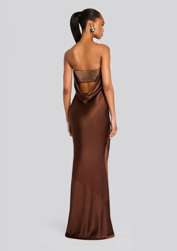Retrofete Strapless Embellished Evening Gown - Espresso