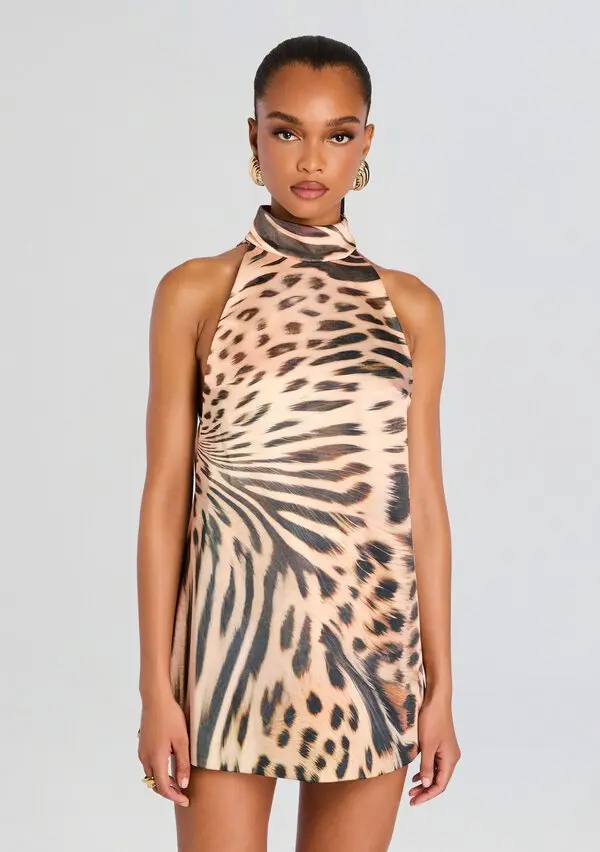 Retrofete Glindy Mini Dress - Melting Animal Print