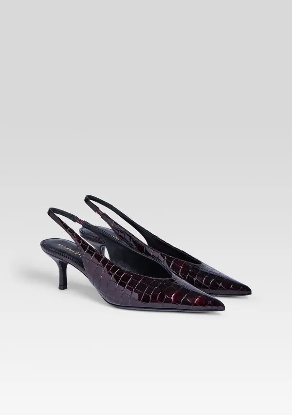 Retrofete Isobel Slingback - Burgundy Croco