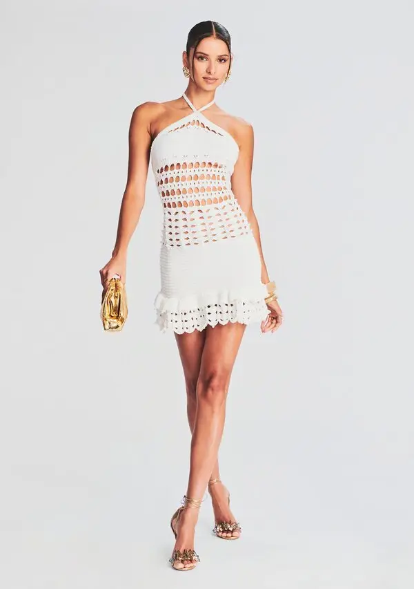 Retrofete Eze Crochet Pearl Embellished Dress