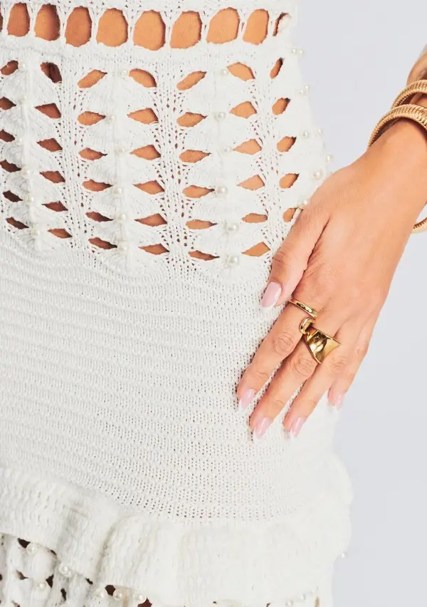 Retrofete Eze Crochet Pearl Embellished Dress