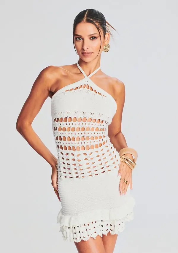 Retrofete Eze Crochet Pearl Embellished Dress