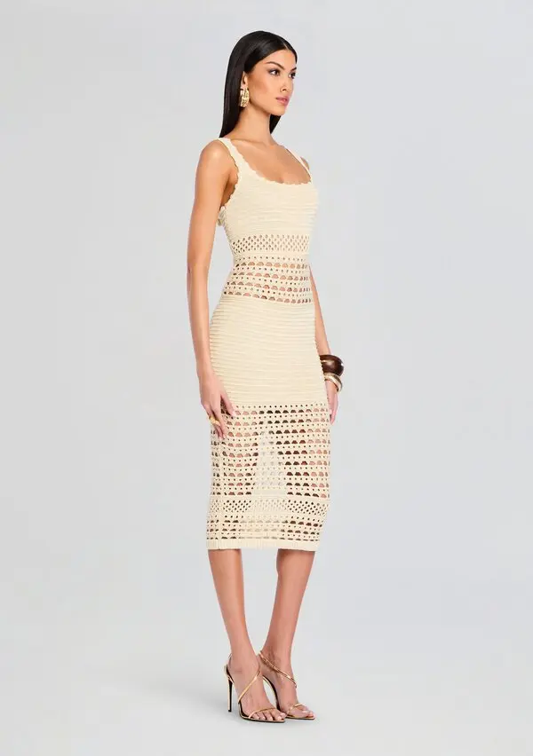 Retrofete Avril Knit Crochet Midi Dress
