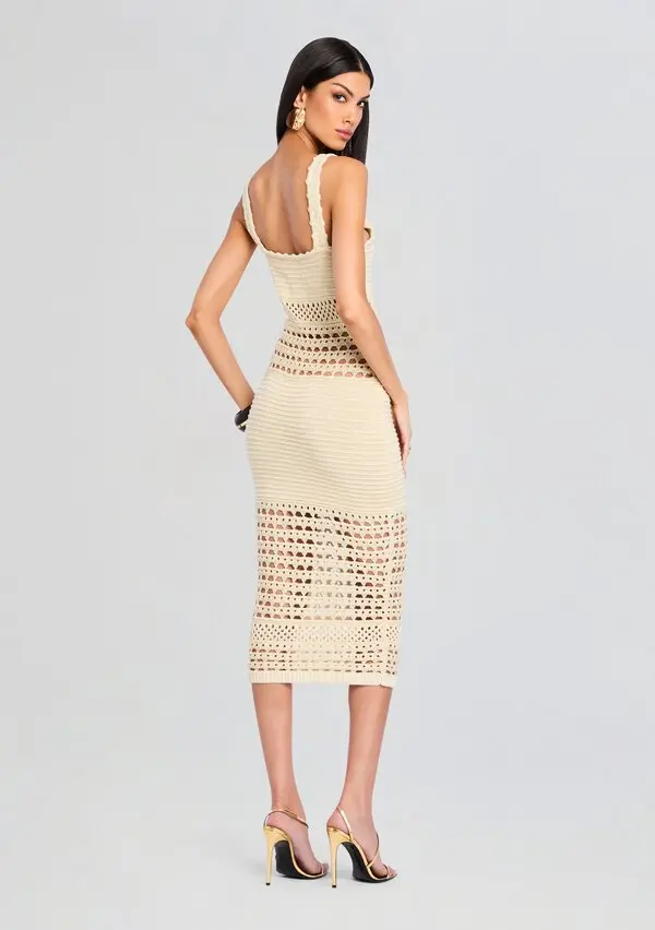 Retrofete Avril Knit Crochet Midi Dress
