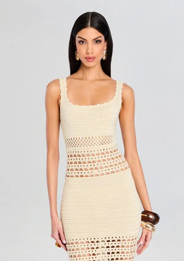 Retrofete Avril Knit Crochet Midi Dress