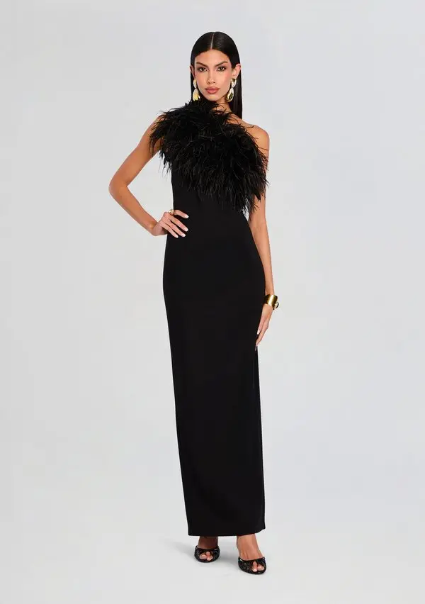 SANS FAFF Feather Gown - Black