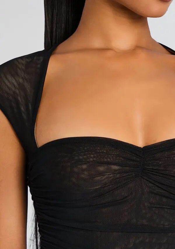 SEROYA Mesh Midi Dress - Black