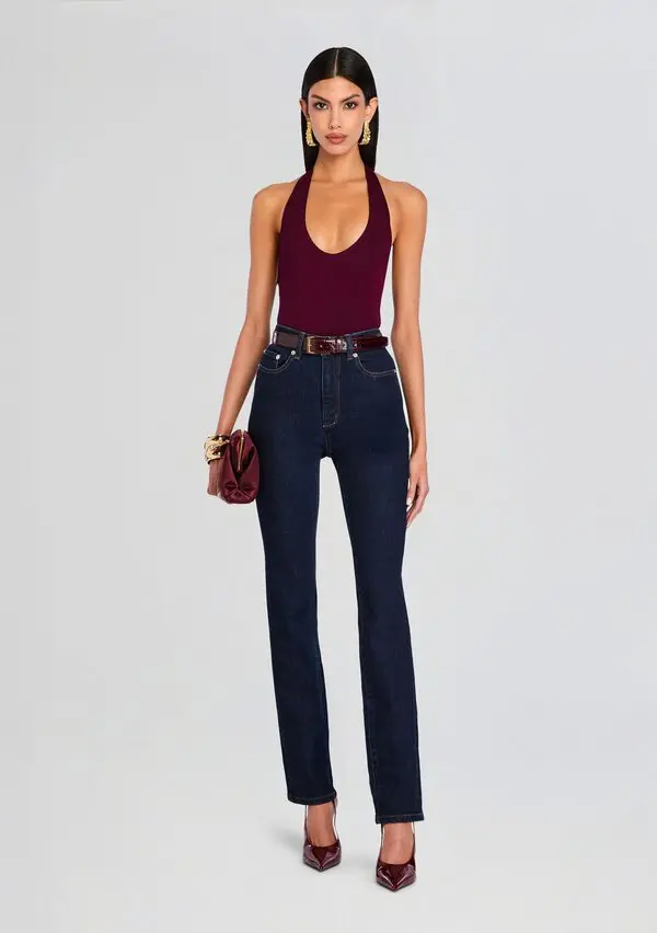 SANS FAFF Bamboo Halter Bodysuit - Bordeaux
