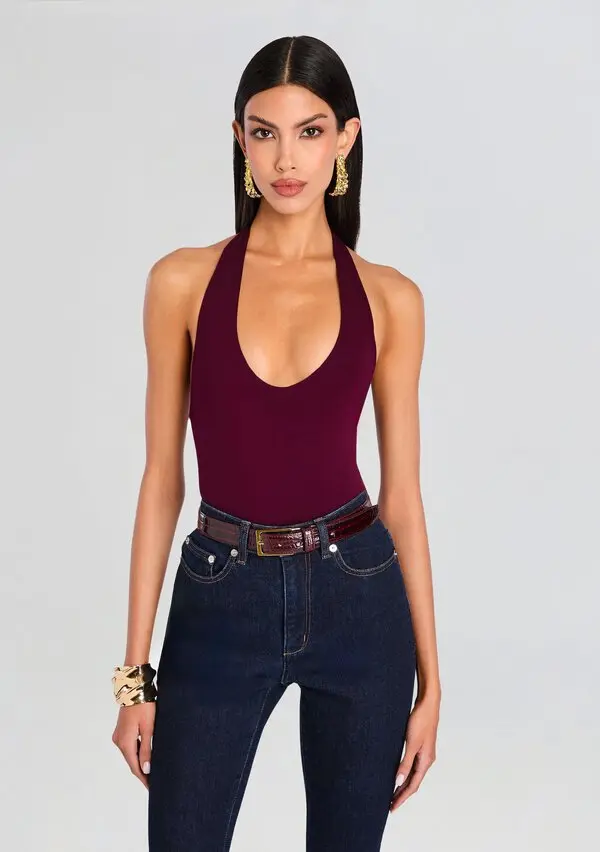 SANS FAFF Bamboo Halter Bodysuit - Bordeaux