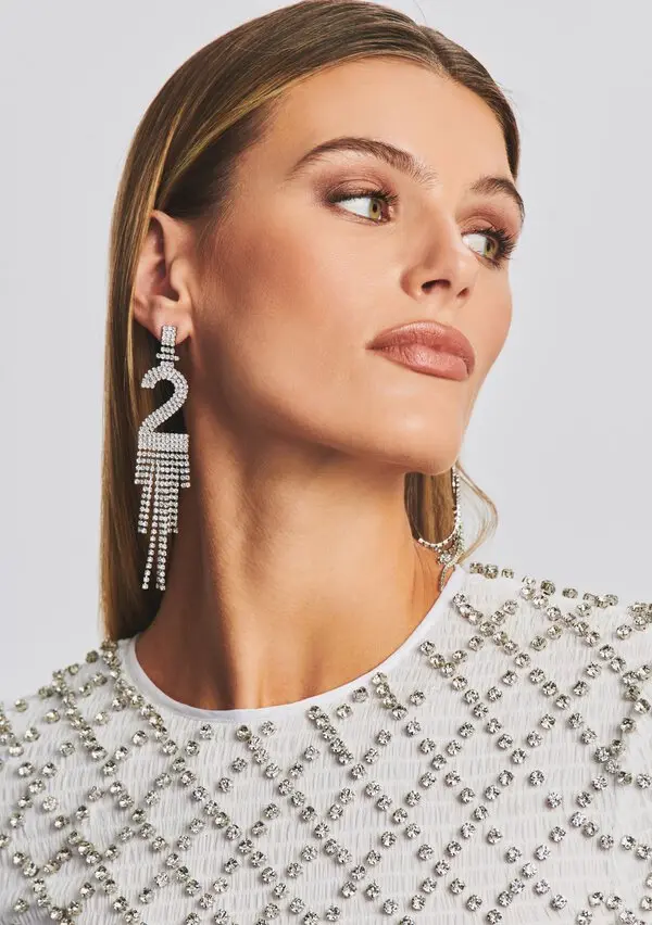 Retrofete Number Rhinestone Earring
