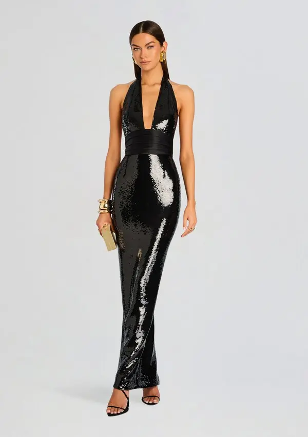 Retrofete Kelsie Sequin Gown - Black