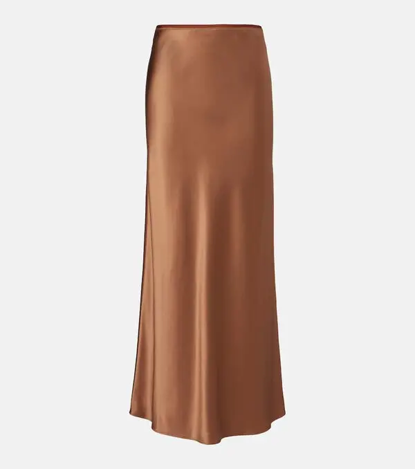 JOSEPH Isaak Silk Satin Maxi Skirt - Brown