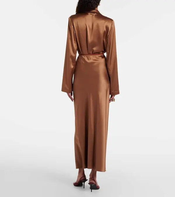 JOSEPH Isaak Silk Satin Maxi Skirt - Brown