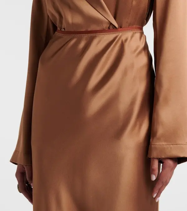 JOSEPH Isaak Silk Satin Maxi Skirt - Brown