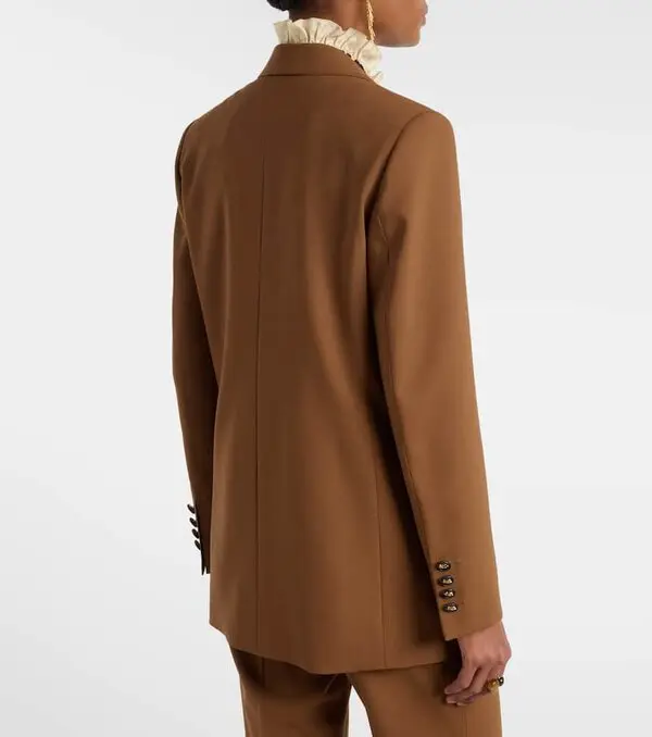 Etro Double-breasted Wool-blend Blazer - Brown