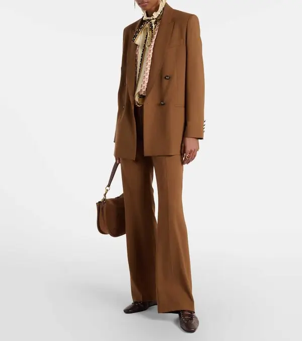 Etro Double-breasted Wool-blend Blazer - Brown